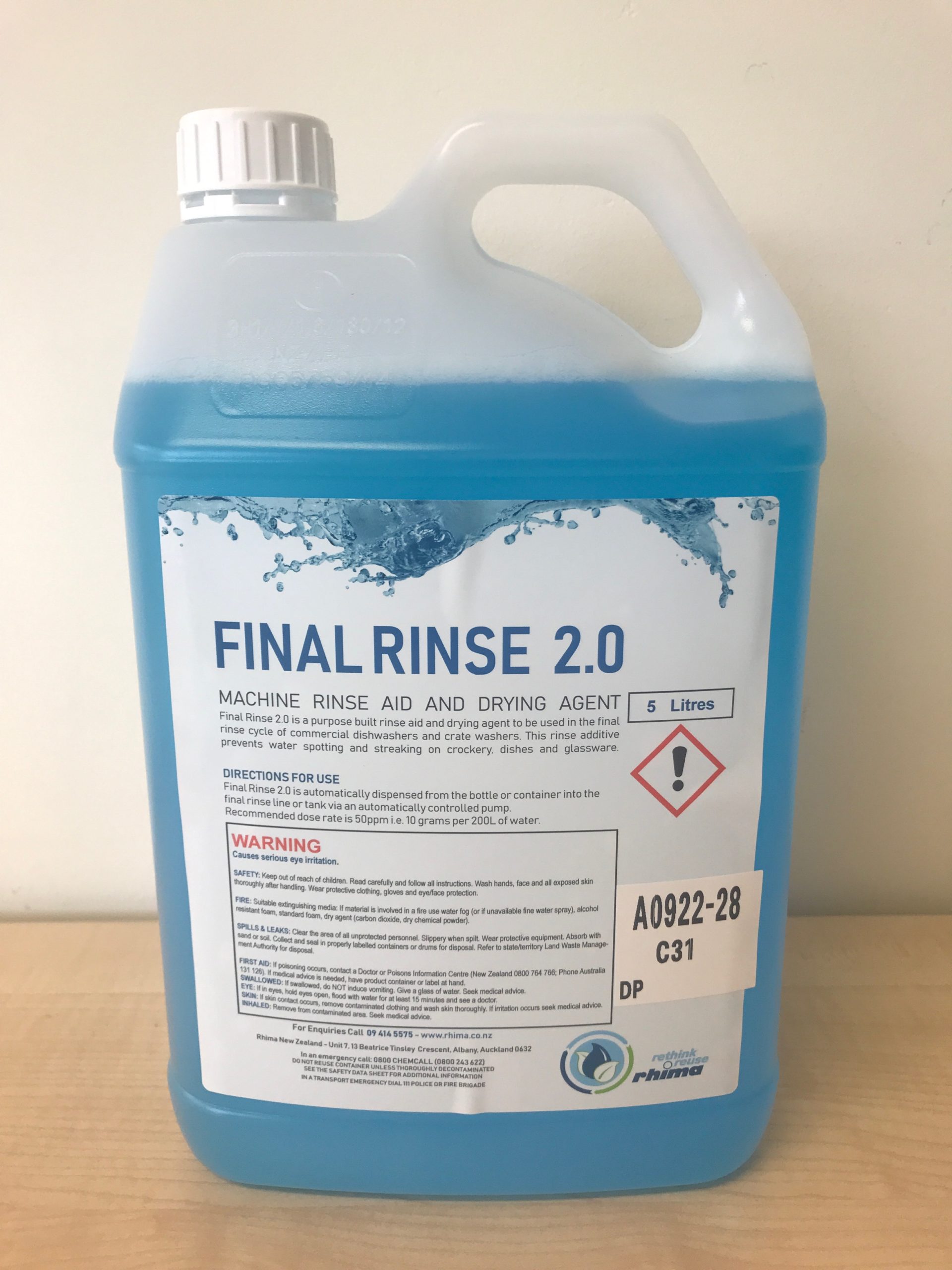 Final Rinse 2.0 Additive 5 litre bottle - Rhima New Zealand